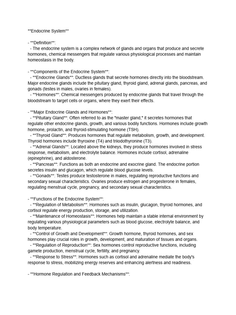 The Endocrine System | PDF | Endocrine System | Hormone