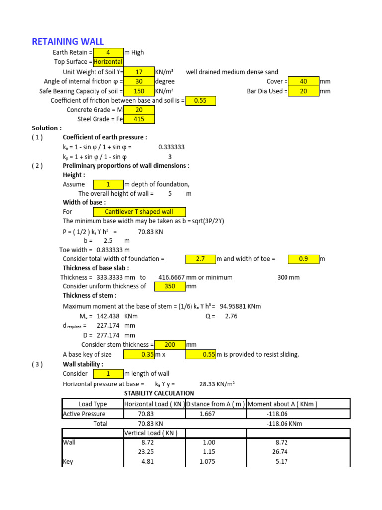 Retaining Wall | PDF | Civil Engineering | Mechanical Engineering