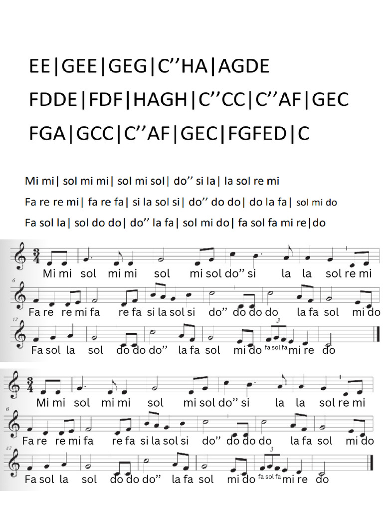 Mi Mi Sol Mi Mi Sol Mi Sol Do'' Si La La Sol Re Mi | PDF | Artes del ...