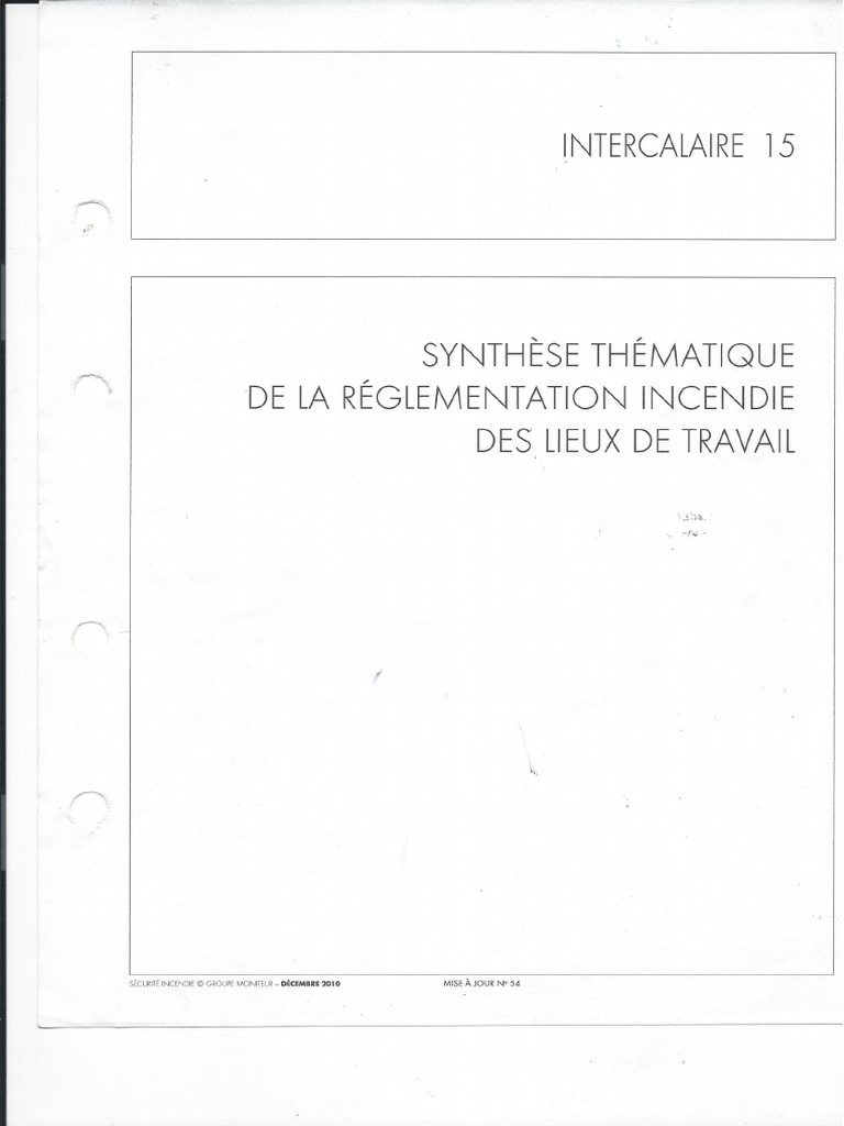 RÈGLEMENTATION INCENDIE LIEUX DE TRAVAIL | PDF