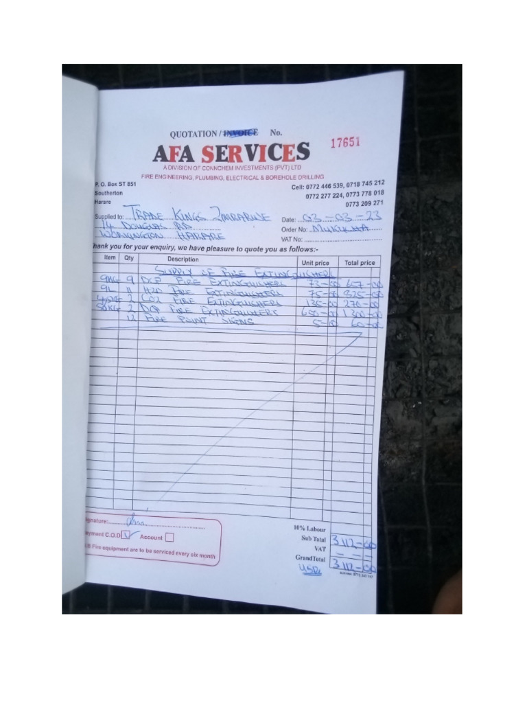 Fire Ext Quotation From AFA SERVICES | PDF
