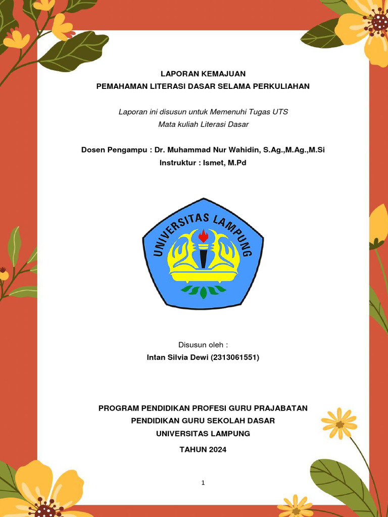 UTS Laporan Kemajuan - Intan Silvia Dewi (2313061551) | PDF | Karier & Perkembangan