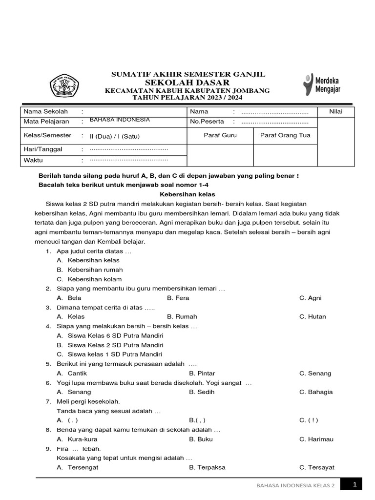 Bahasa Indonesia Kelas 2 | PDF