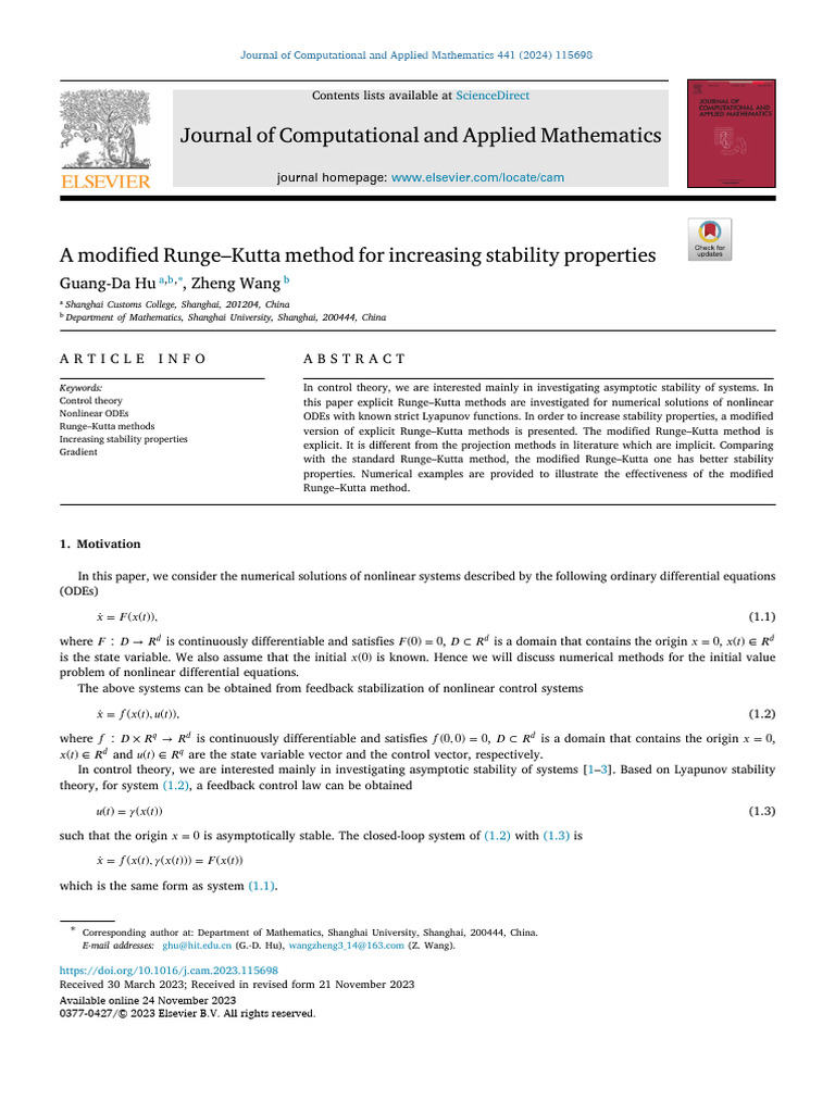 Jcam 2024 | PDF | Ordinary Differential Equation | Control Theory