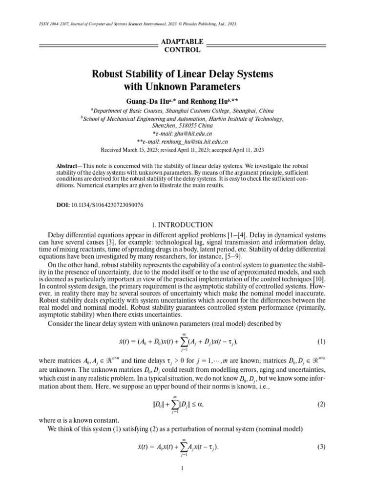 Jcssi 2023 | PDF | Stability Theory | Eigenvalues And Eigenvectors