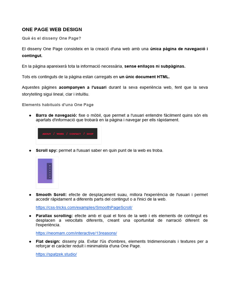 One Page Web Design | PDF