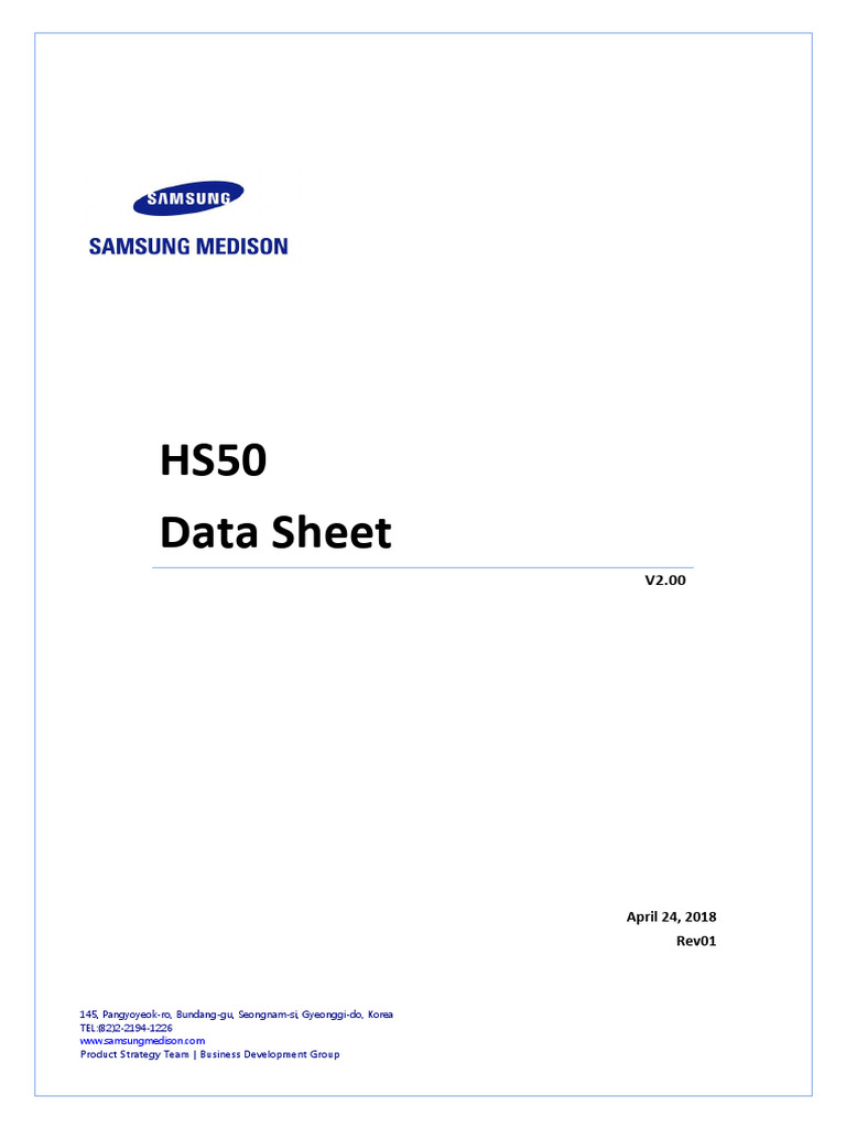 Samsung HS50 Ultrasound Data Sheet | PDF | Usb | Medical Ultrasound