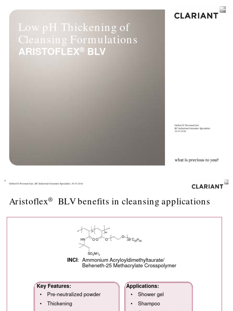 Low PH Thickening of Cleansing Formulations: Aristoflex BLV | PDF ...