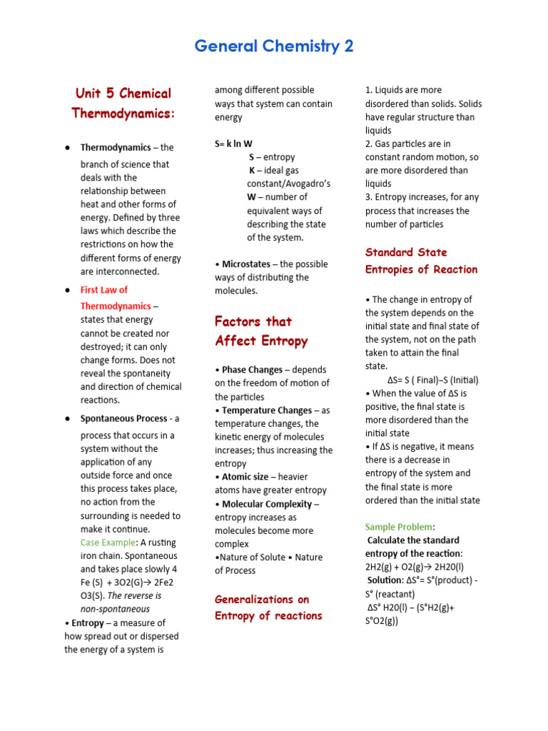General Chemistry 2 | Download Free PDF | Entropy | Chemical Equilibrium