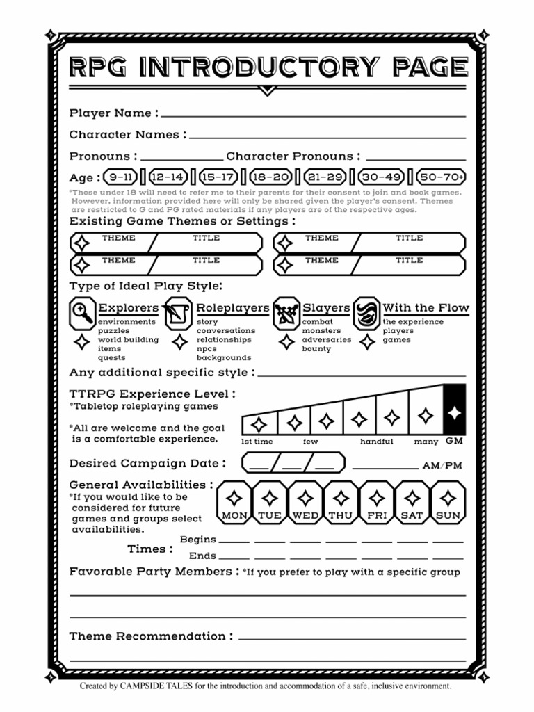 RPGKids Consent Entry Form Blank | PDF