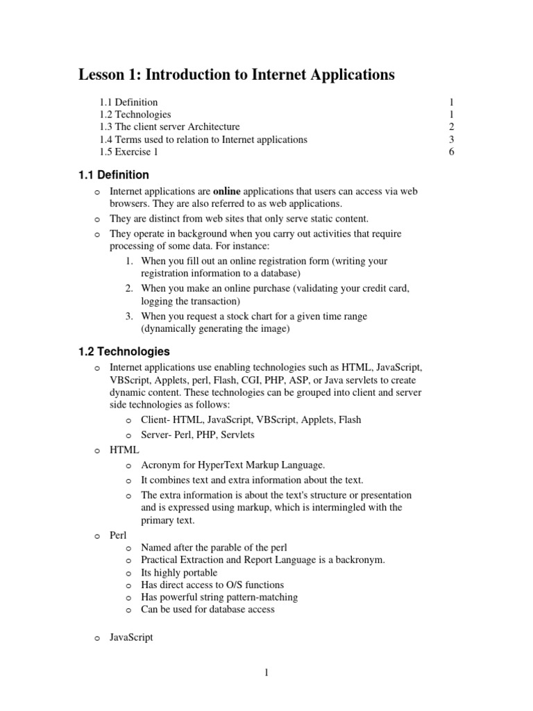 Lesson 1 Introduction To Internet Applications | Download Free PDF ...