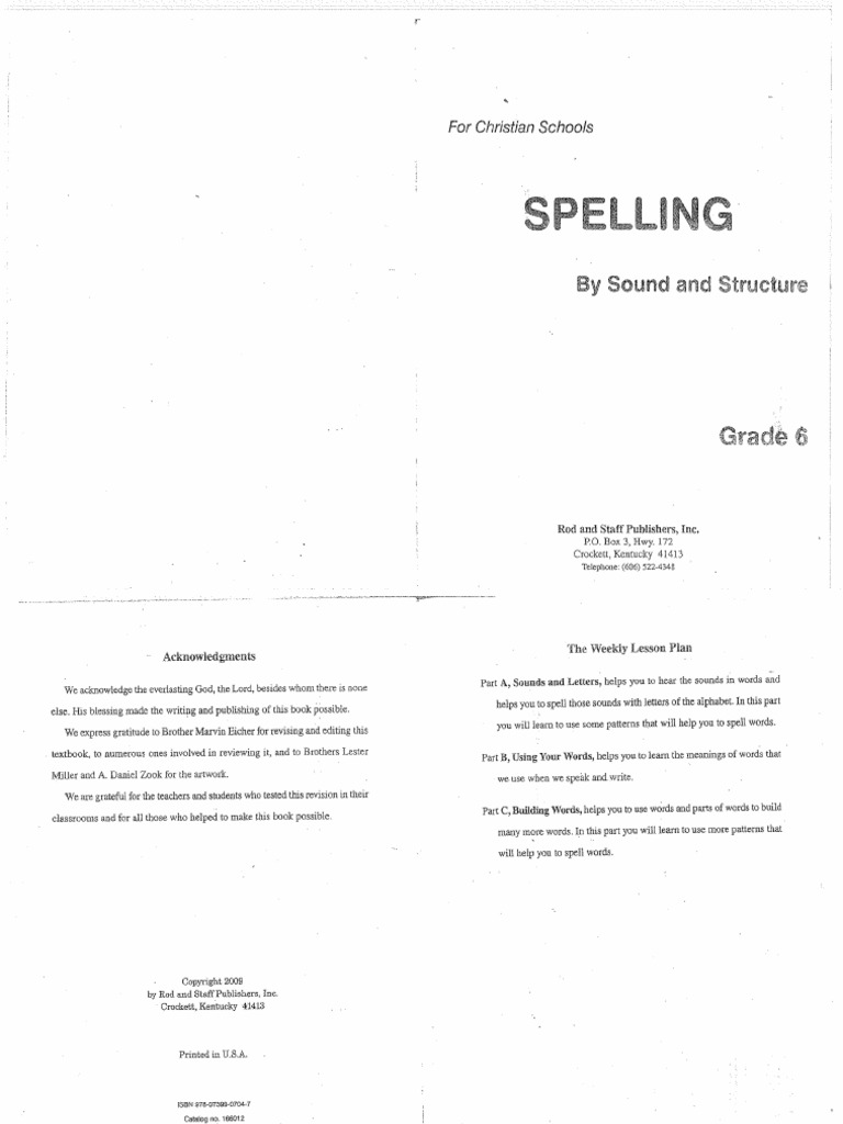 Spelling by Sound and Structure - Grade6-54pag | PDF