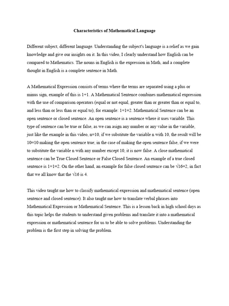 Understanding Math Language Basics | PDF | Language Arts & Discipline ...