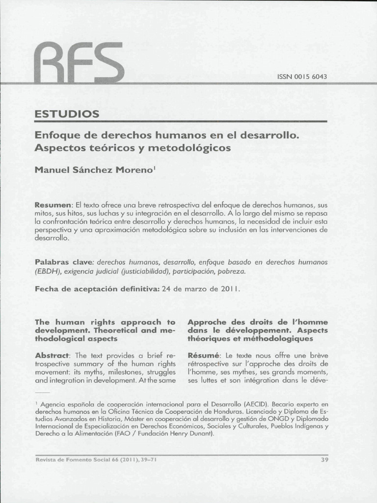 4sanchez, M. (2011) Enfoque de DDHH en El Desarrollo PDF | PDF | Derechos humanos | Igualdad social