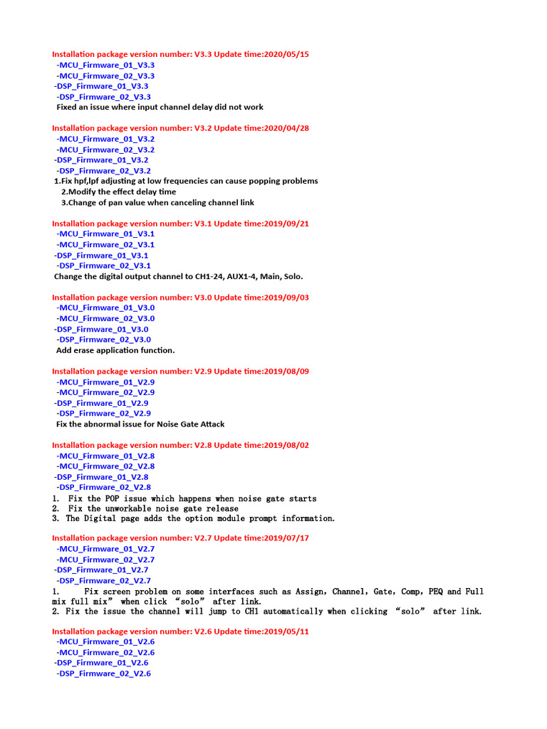 Audio Lab Live24-Xl - Versiones de Firmware Disponibles | PDF | Computing | Computer Engineering