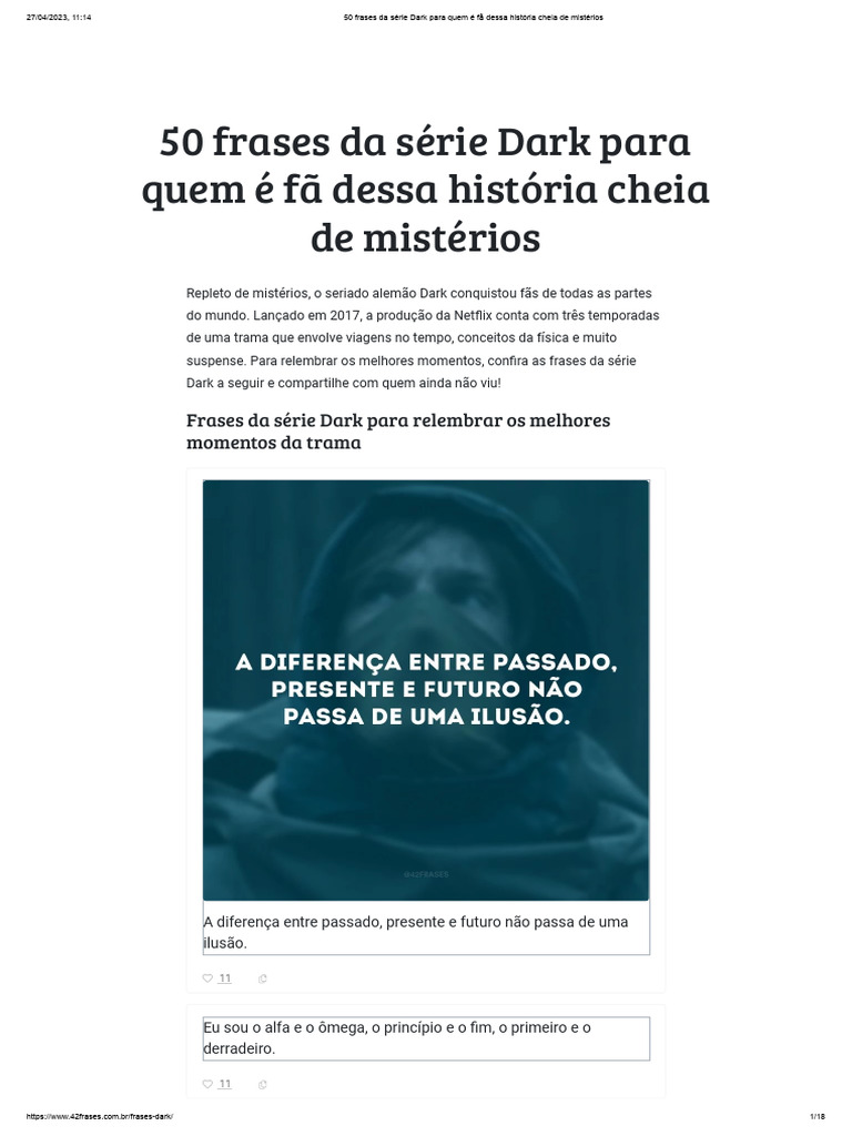 Frases Impactantes da Série Dark | PDF | Verdade