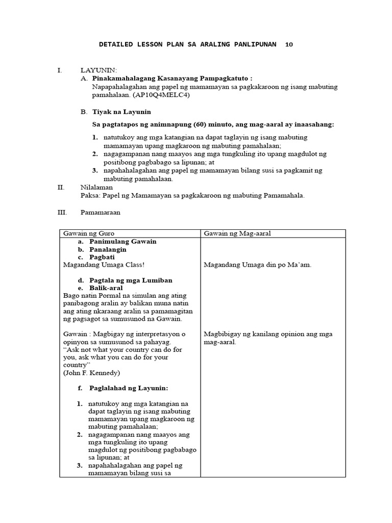 Detailed Lesson Plan in AP | PDF