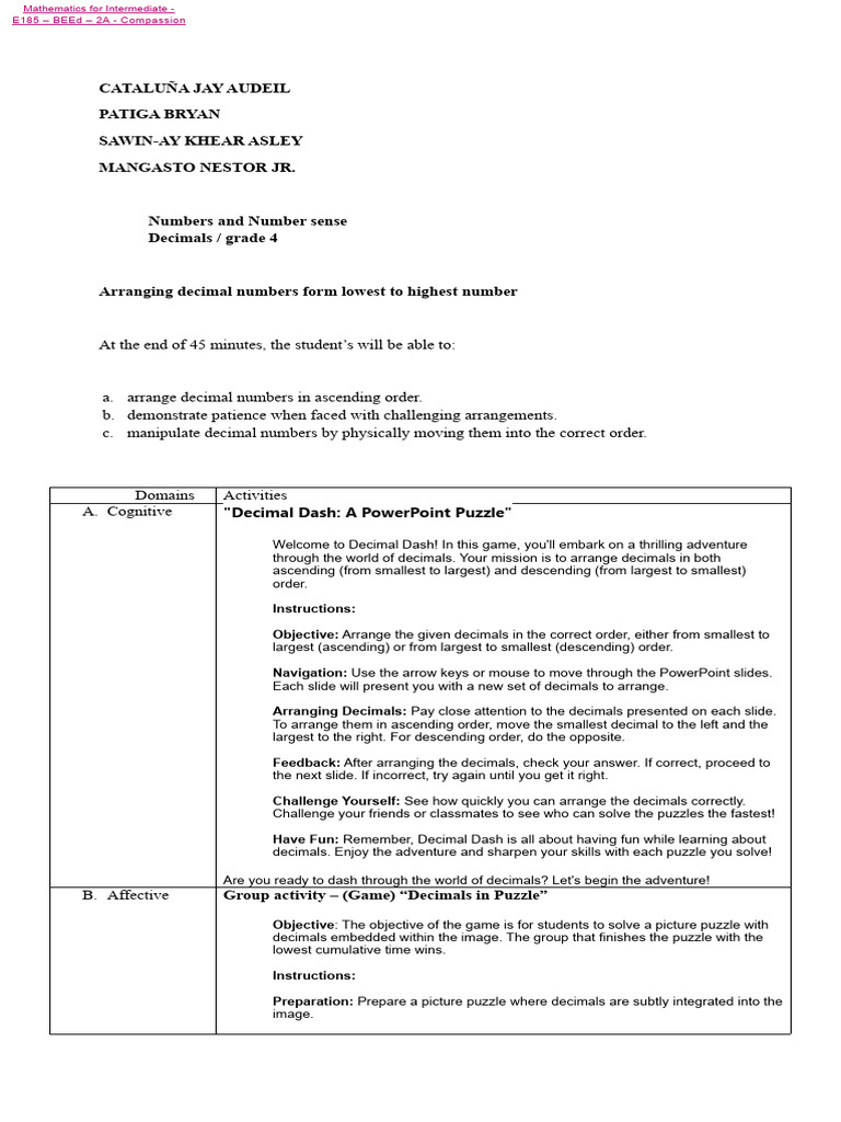 E185 BEEd 2A Compassion NUMBERS AND NUMBER SENSE | PDF | Balloon | Cognition