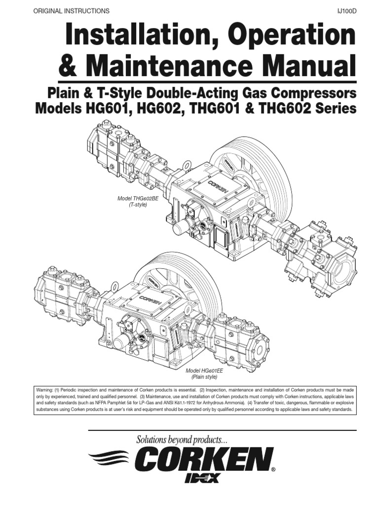 Corken Compressor IOM IL100D | PDF | Valve | Piston
