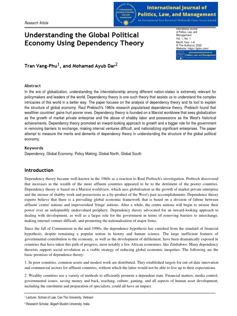Understanding the Global Political Economy Using Dependency Theory ...