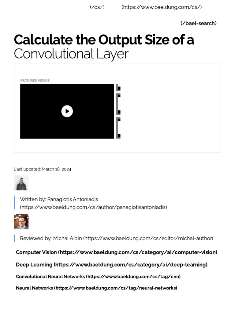 Calculate The Output Size of A Convolutional Layer - Baeldung On Computer Science | PDF ...