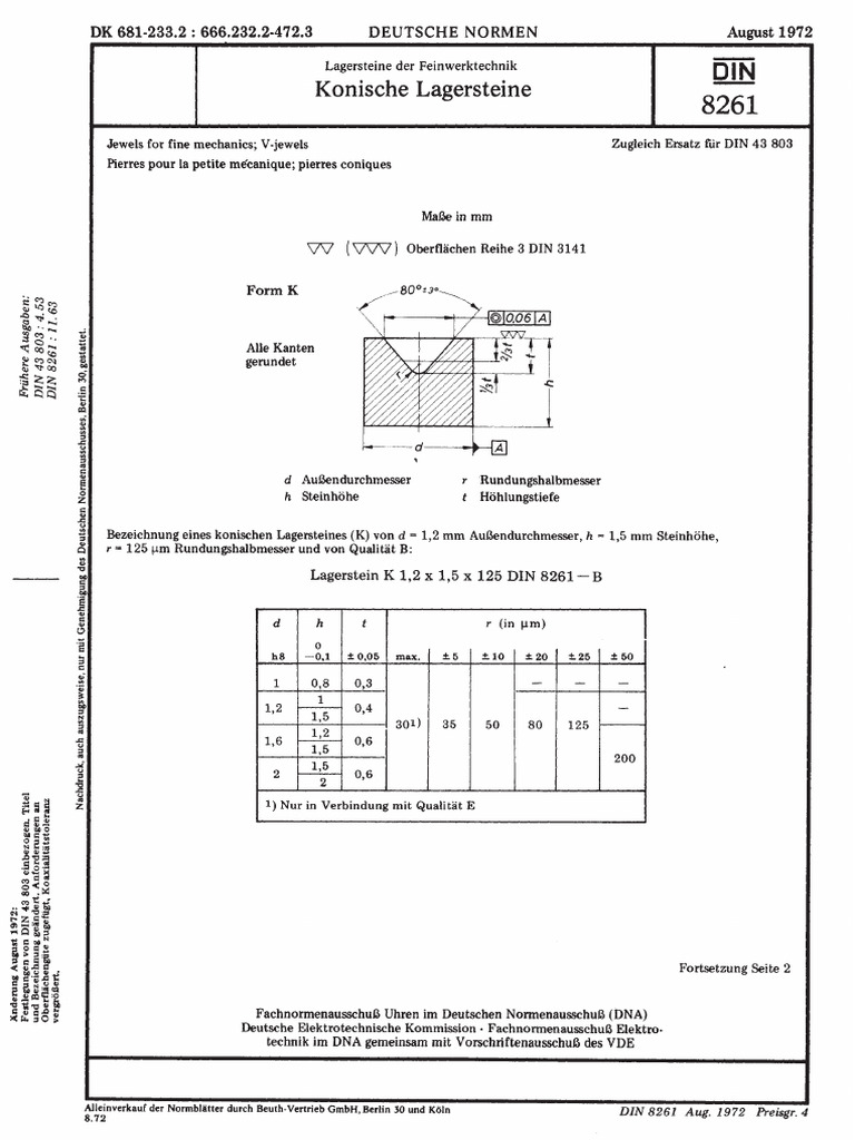 Din 8261 1972-08 | PDF
