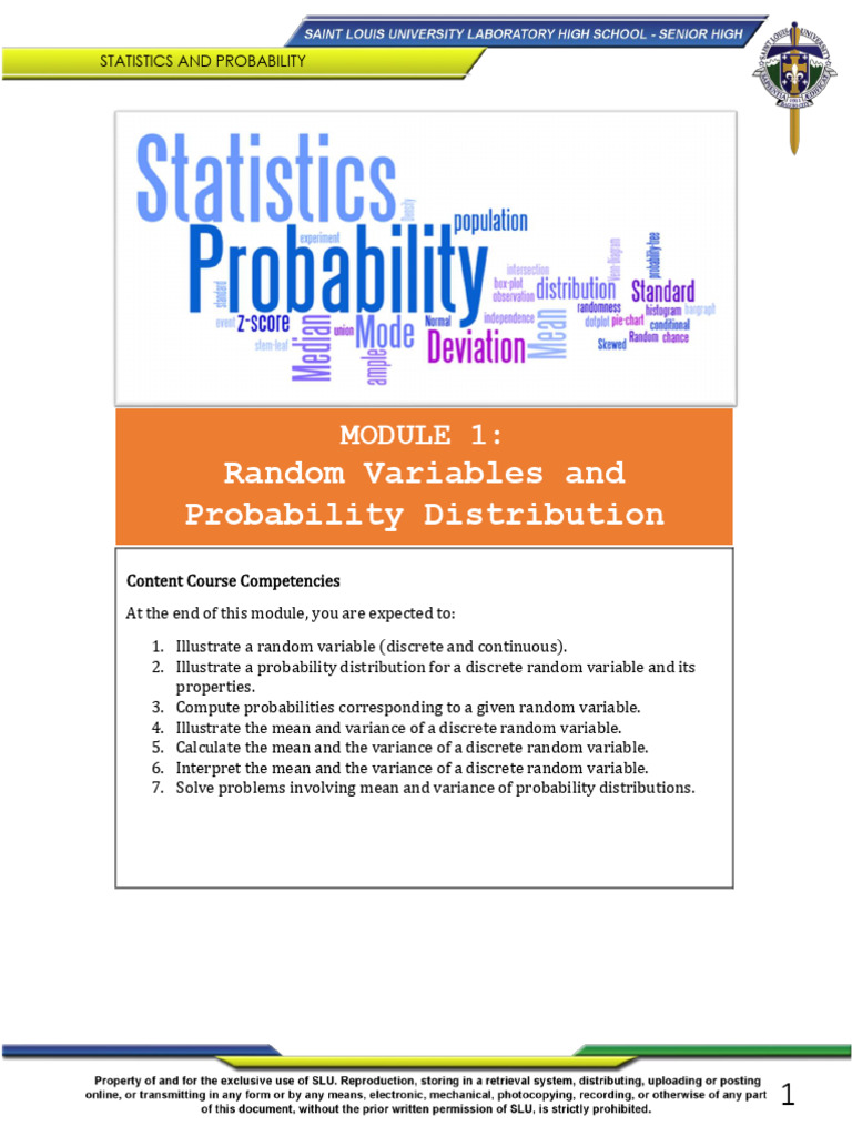 STATISTICS Module 1 | PDF | Probability Distribution | Random Variable