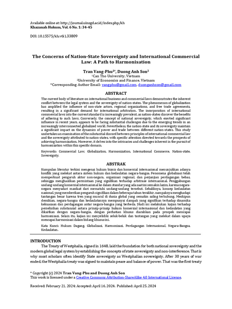 The Concerns of Nation-State Sovereignty and International Commercial ... The Concerns of Nation-State Sovereignty and International Commercial ...