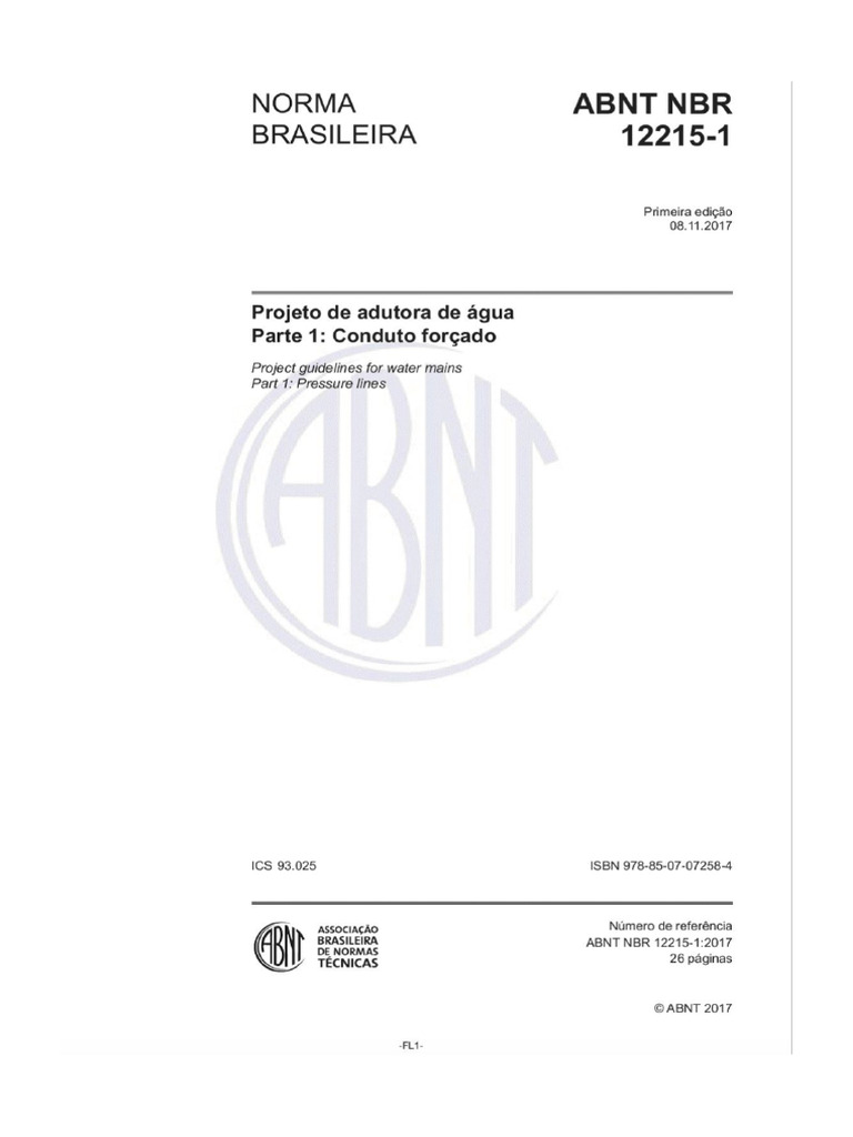 NBR 12215-1 de 11.2017 - Projeto de Adutora de Água - Parte 1 - Conduto ...