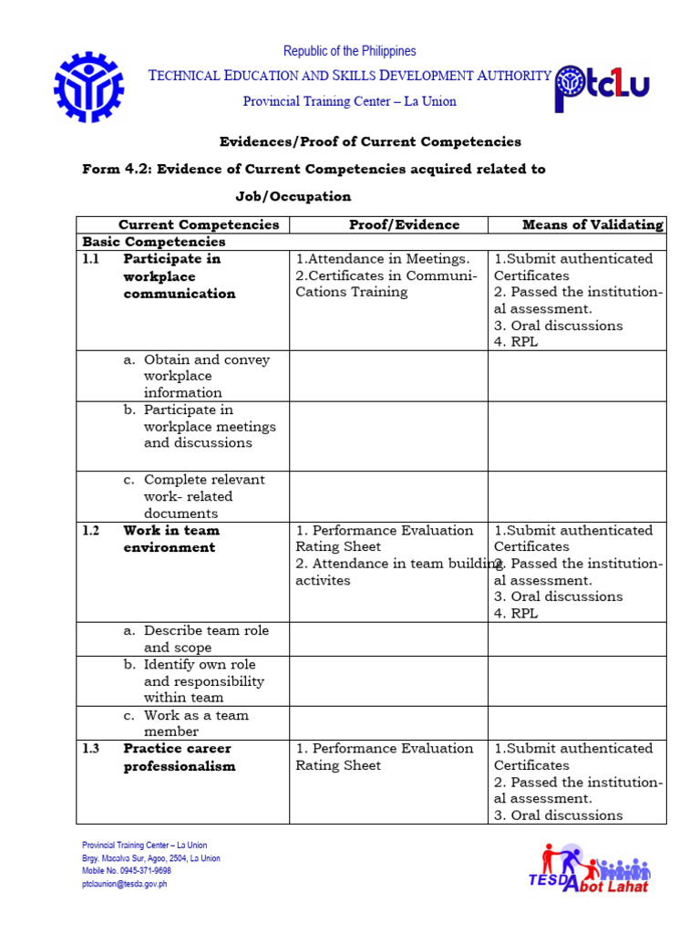 Form 4.2: Current Competencies Evidence | PDF | Computer Network ...