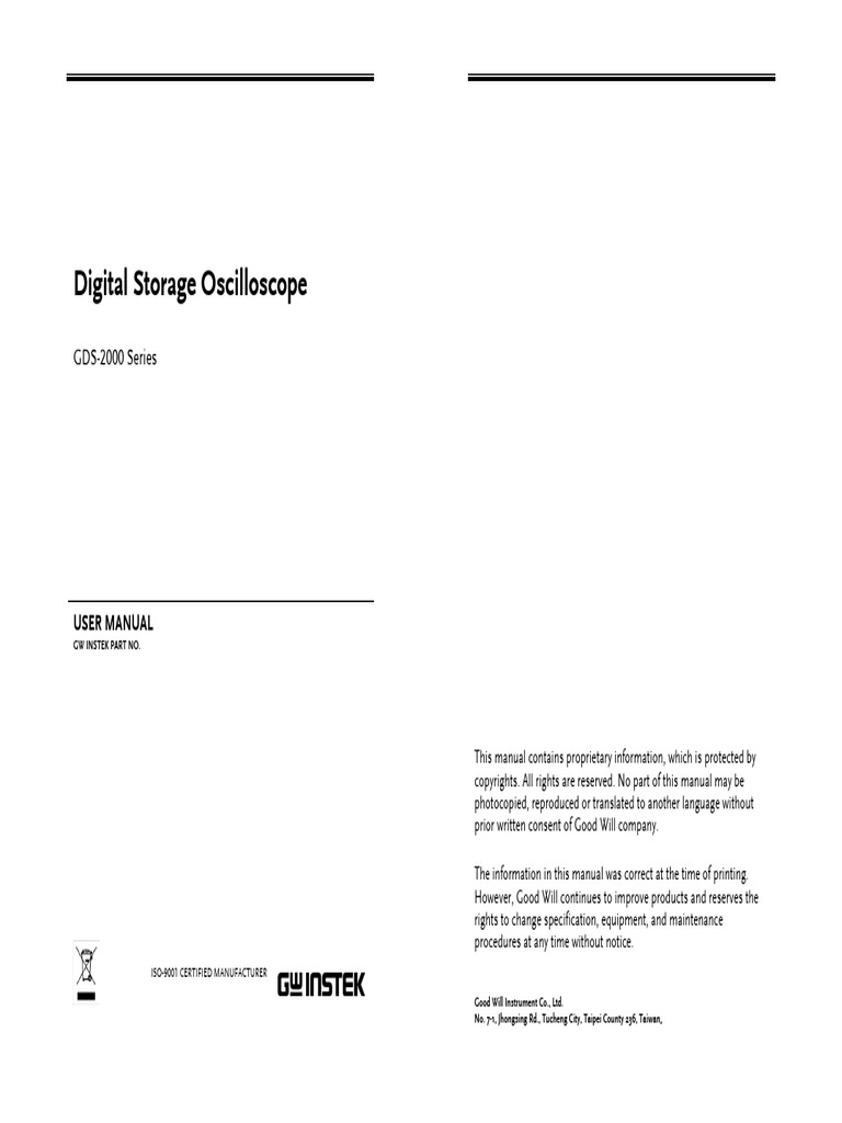 gw-instek-GDS-2000 Series User Manual | PDF | Fuse (Electrical) | Electrical Connector
