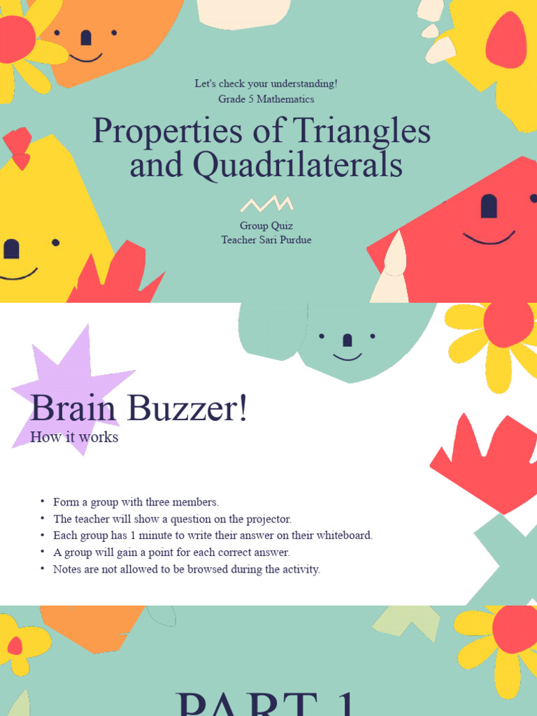 Triangles and Quadrilateral Math Quiz Presentation in A Blue Yellow and ...