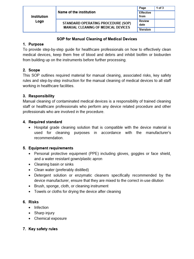 Manual Cleaning Final | PDF | Personal Protective Equipment | Medical ...