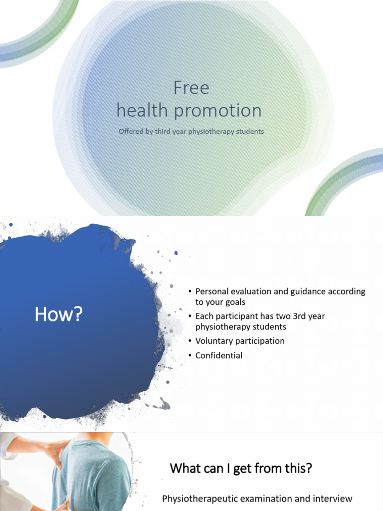 FREE HEALTH PROMOTION by Third Year Physiotherapy Students | PDF ...