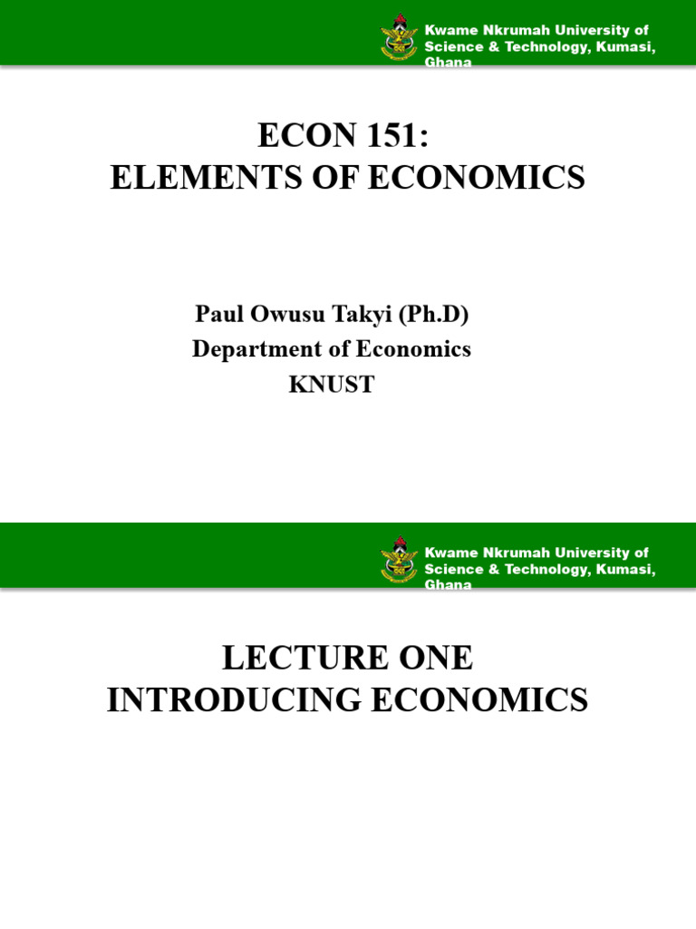 ECON 151 Lecture 1-1 | PDF | Economics | Microeconomics
