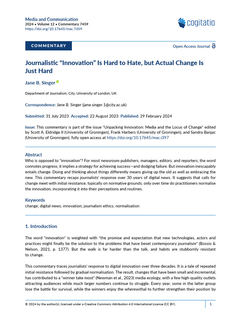 MaC 12 - Journalistic - Innovation - Is Hard To Hate, But Actual Change ...