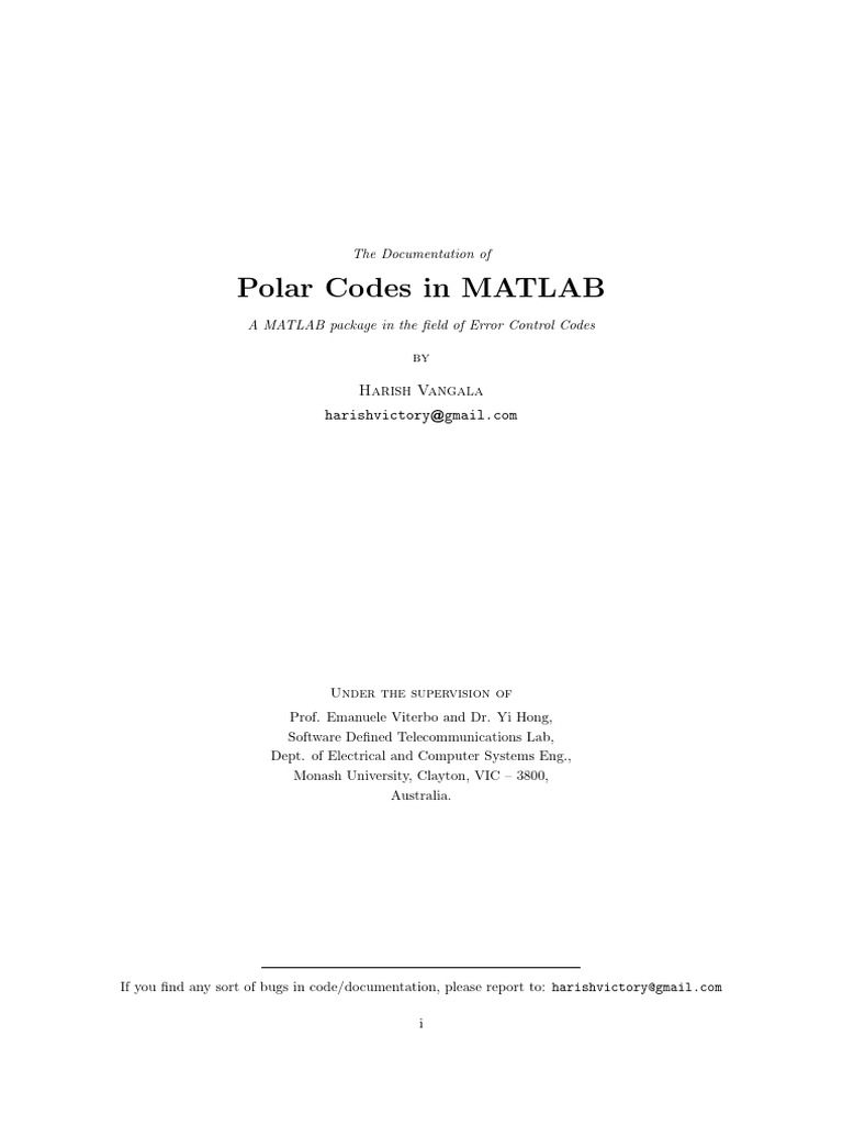 Documentation Polar Codes in MATLAB v2 | PDF | Code | Parameter ...