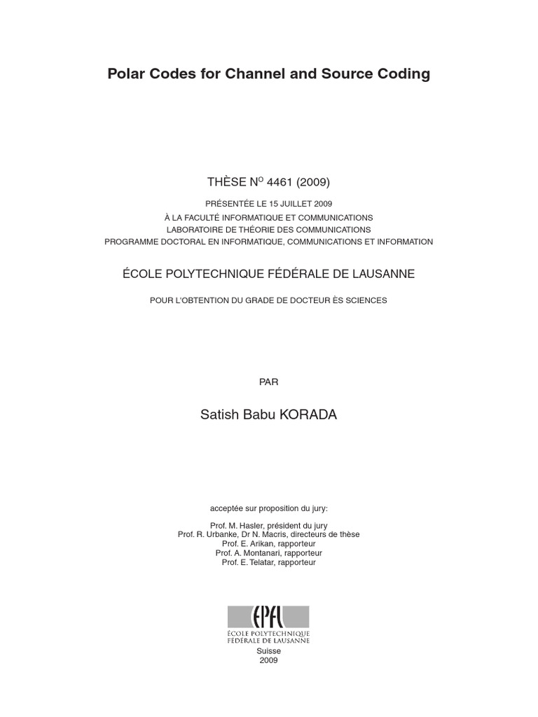 Epfl TH4461 | PDF | Data Compression | Low Density Parity Check Code