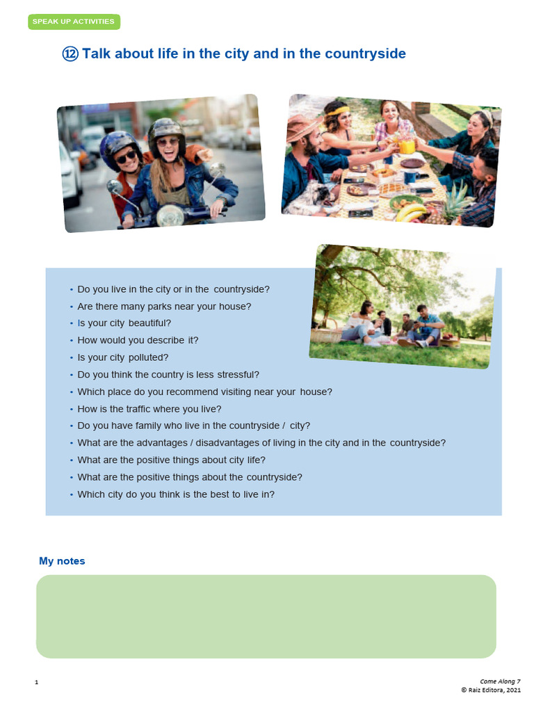 Speaking Unit 5 Countryside Vs City | PDF