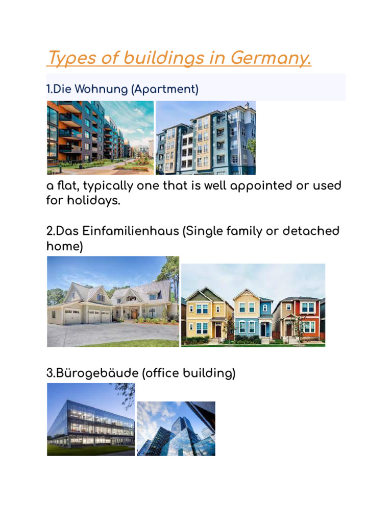 Types of Buildings in German | PDF | Travel | Art