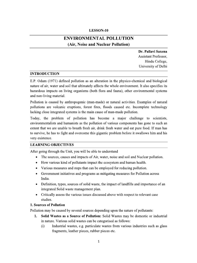 Unit 4 EVS Environmental Pollution | PDF
