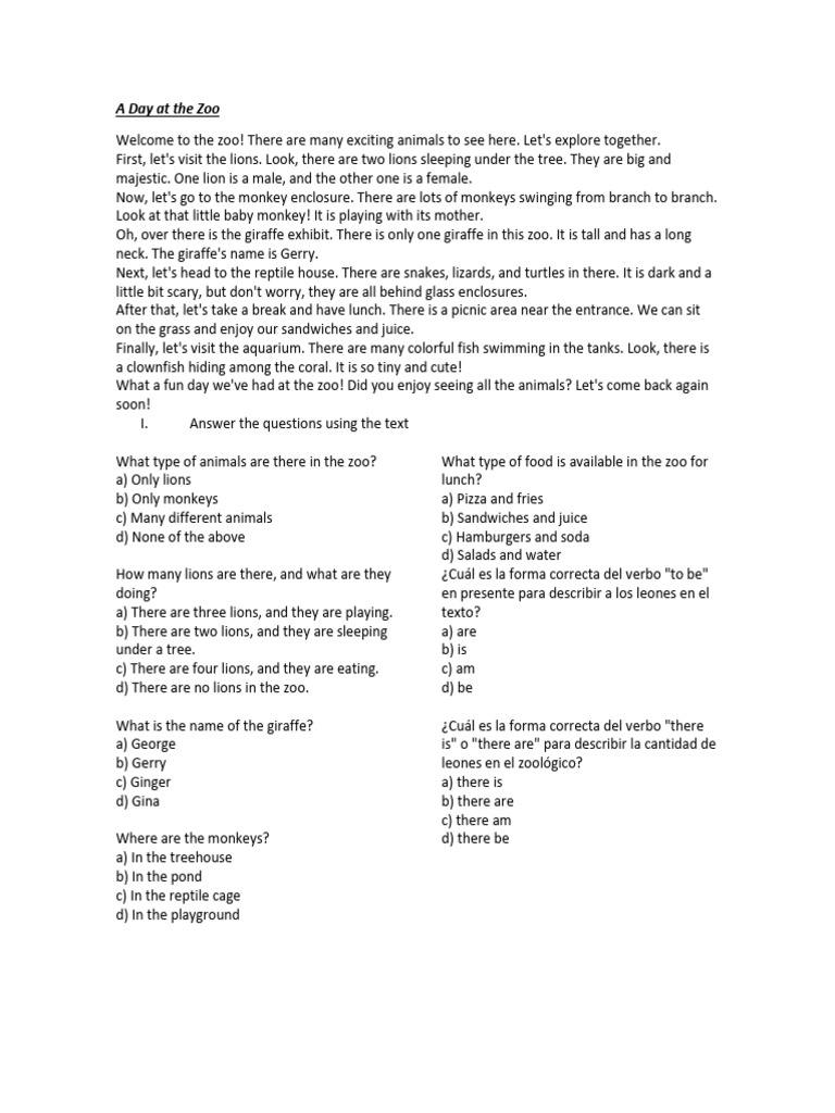 A Day at The Zoo | PDF | Zoo | Zoology