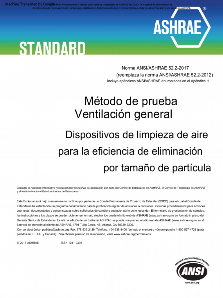 Ashrae 52.2-2017. Determinar La Eficiencia de Eliminación Por Tamaño de ...