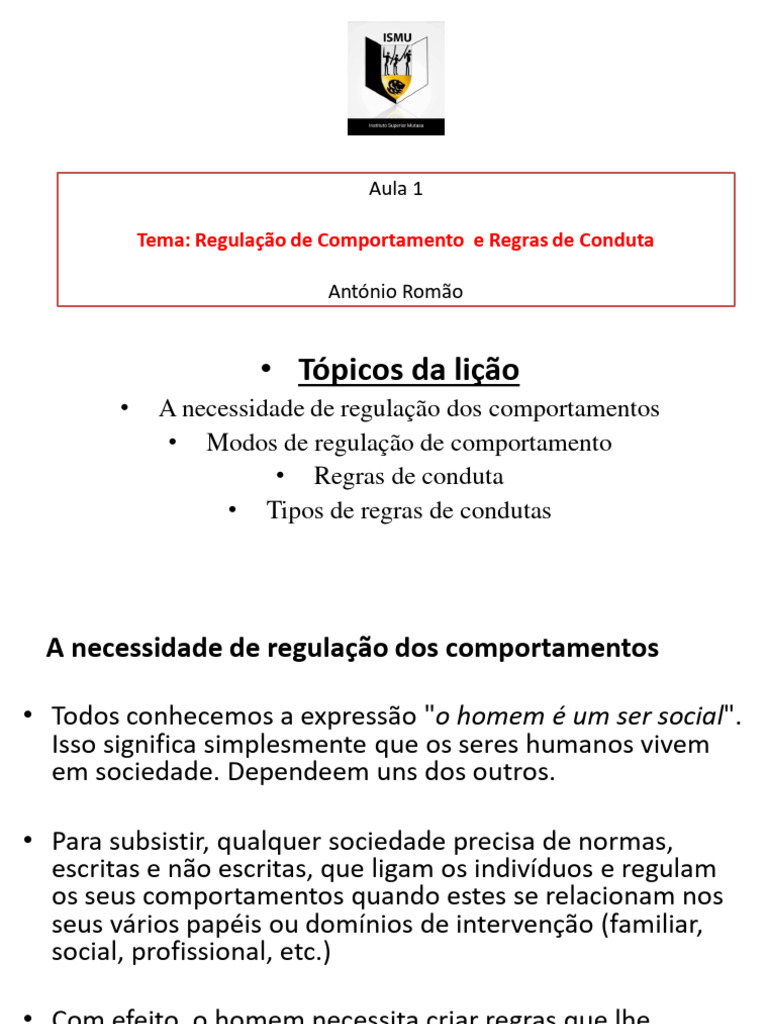 Regulação de Comportamento e Regras | PDF | Sociedade | Sociologia