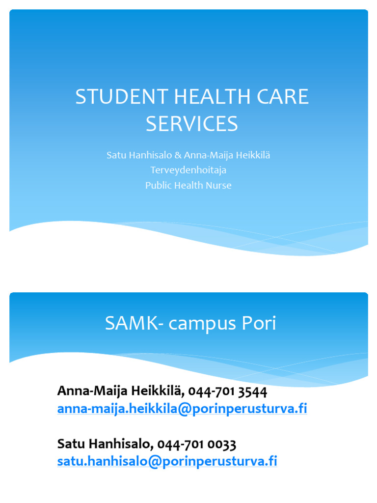 Student Health Service Info 31.8.2020 | PDF | Health Care | Vaccination