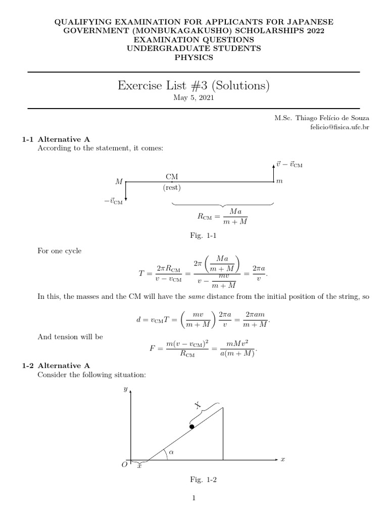 Exerciselist3 Eja2022 Physics Solutions | PDF | Physics | Applied And Interdisciplinary Physics