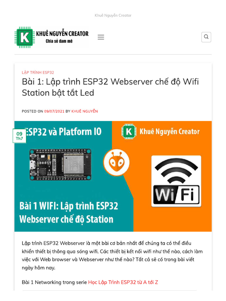 Bài 1 Lập Trình Esp32 Webserver Chế độ Wifi Station Pdf 