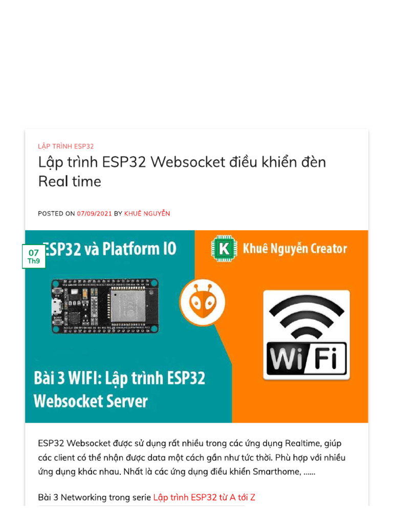 Bài 3 Lập trình ESP32 WIFI WebSocket webserver | PDF