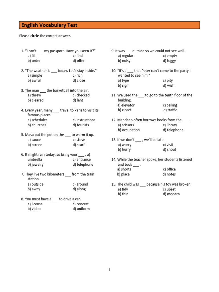 English 1 - Final Exam | PDF