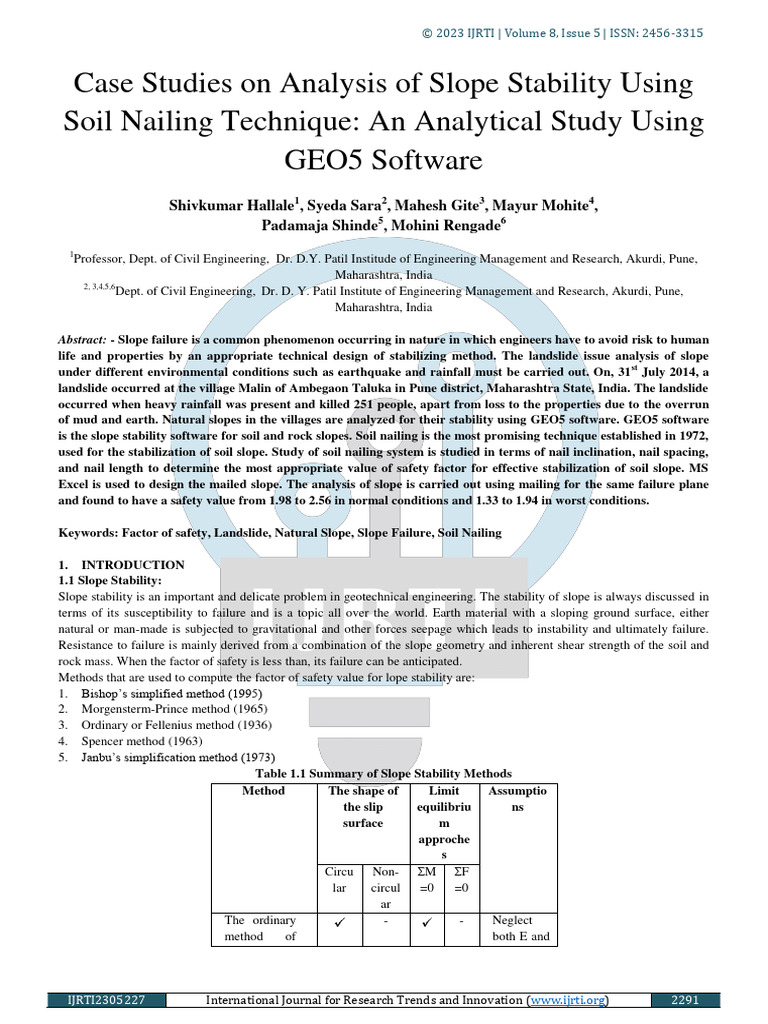 Case Studies On Analysis of Slope Stability Using | PDF | Finite ...